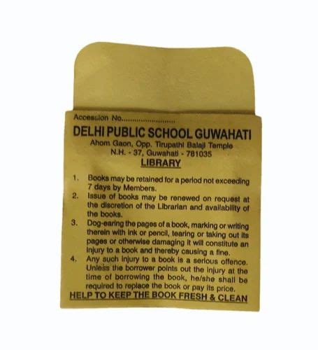 Paper Printed School Library Card Envelope At ₹ 2piece In Guwahati