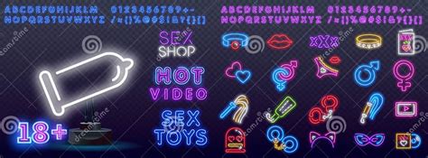 Sex Toys Neon Icons Vector Illustration Of Adult Shop Promotion Adult