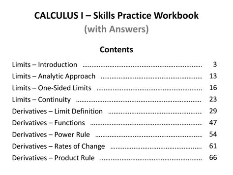 Pdf Calculus 1 Skills Practice Workbook