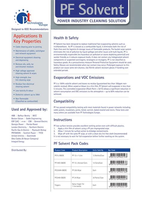 Power Cable Cleaning And Cable Jointing Wipes Pt Pf Solvent Pdf
