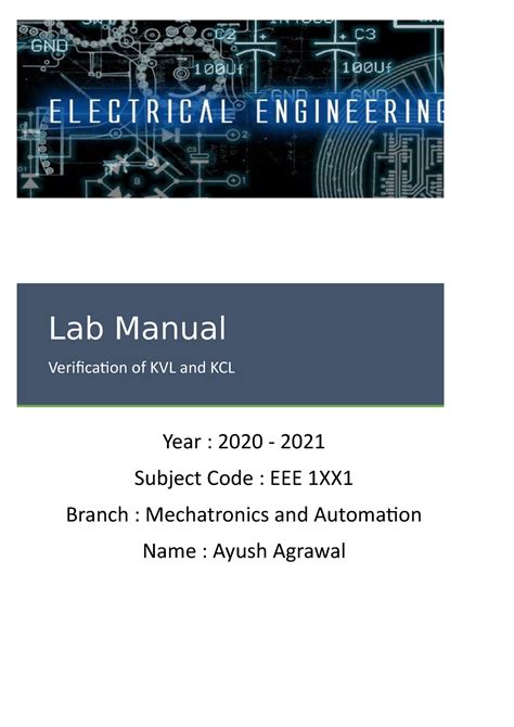 Experiment 1 Verification OF KVL AND KCL Lab Manual Verification Of KVL And KCL Year 2020