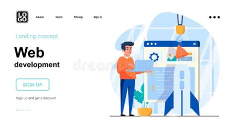 web development web concept developer creates page layout stock vector illustration of page