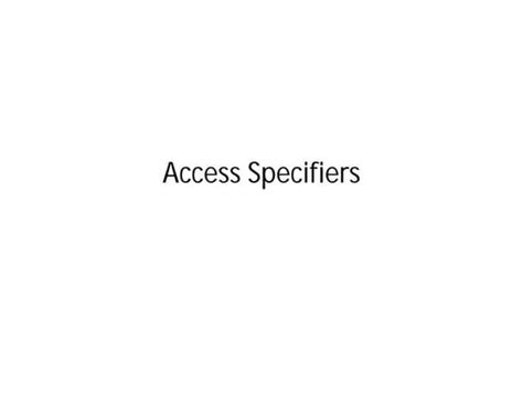 Access Specifier Ppt
