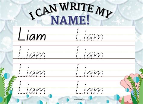 Liam Traceable Name Printable Includes All 9 Styles Beach Etsy