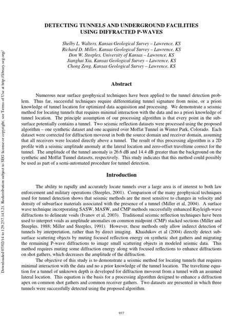 Walters Et Al 2009 Detecting Tunnels And Underground Facilities