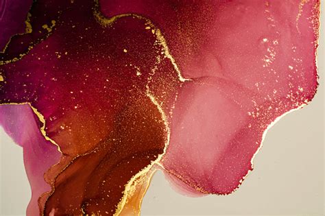 추상밝은 색의 유체 배경 황금 줄무늬가 있는 손으로 그린 알코올 페인팅 고해상도 배경 디자인을 위한 액체 잉크 기술 텍스처 건강관리와 의술에 대한 스톡 사진 및 기타 이미지