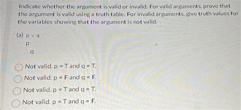 solved indicate whether the argument is valid or invalid