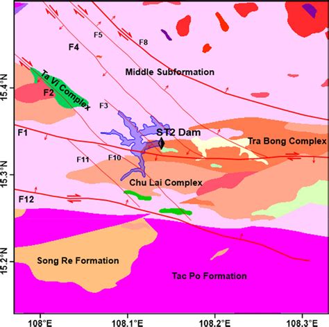 Geology And Identified Geologically Mapped Faults Red With Dip And Download Scientific
