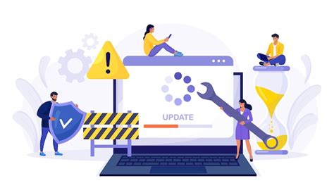 Premium Vector System Update Tiny Programmers Upgrading Operating System It Specialists