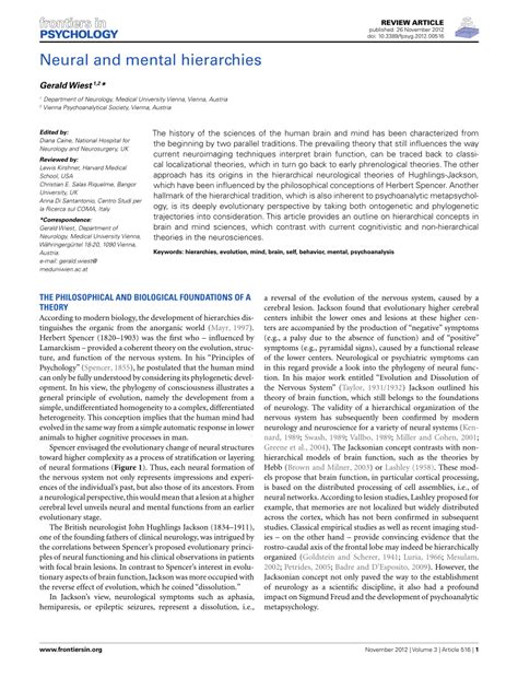 Pdf Neural And Mental Hierarchies