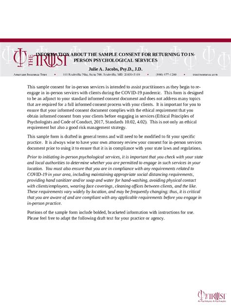 Sample Ined Consent For Resuming In Person Servicessample Ined Consent Trustparmasample Ined