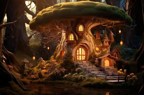 Maison Dans Les Bois Avec Des Escaliers Qui Y Mènent Image 3d Pixar D