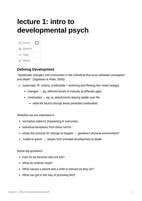 Lecture 1 Intro To Developmental Psych Lecture 1 Intro To