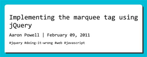 Implementing The Marquee Tag Using Jquery