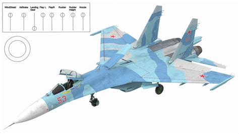 러시아 제트 비행기 Sukhoi Su 27 Flanker Rigged 3d 모델 169 Max Free3d