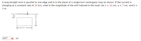 solved a long straight wire is parallel to one edge and is