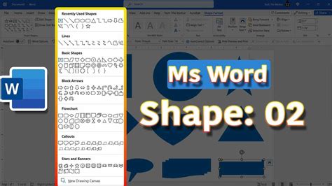 Shape Part Ms Word Advanced Shape Tutorial Curve Shape Freeform Shape Pan Shape YouTube