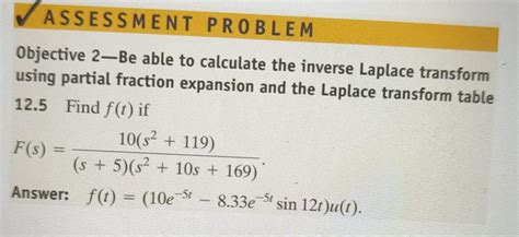 Solved Objective Be Able To Calculate The Inverse Laplace Chegg
