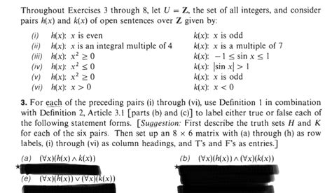 Solved Throughout Exercises 3 Through 8 Let U Z The Set Chegg Com