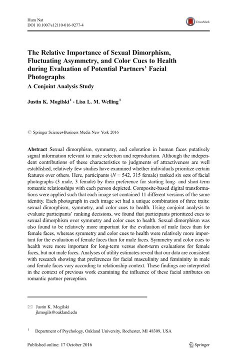 Pdf The Relative Importance Of Sexual Dimorphism Fluctuating