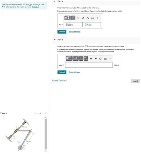 Solved The Angular Velocity Of Link Ab Is ωab 4 0rad S Link