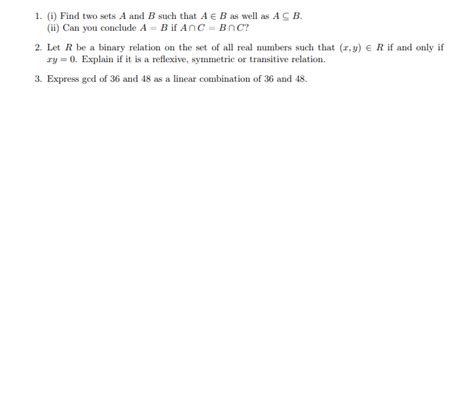 Solved I Find Two Sets A And B Such That A E B As Well Chegg