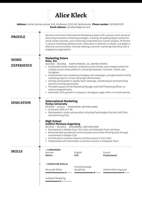 How Do I Write A Cv For A Babe Internship Resume