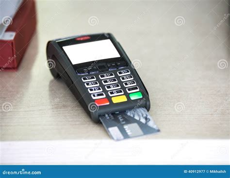 Wireless Pos Terminal With Card Stock Image Image Of Machine Financial 40912977