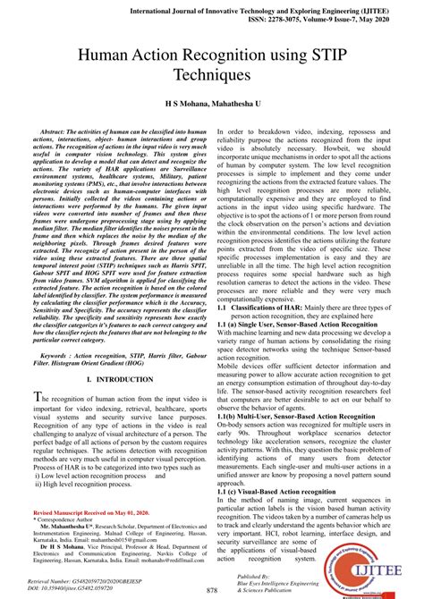 Pdf Human Action Recognition Using Stip Techniques