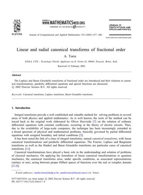 Pdf Linear And Radial Canonical Transforms Of Fractional Order