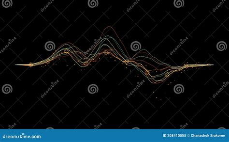 Curve Graph Wave Chart Statistic Diagrams With Particles On Black Background Royalty Free Stock