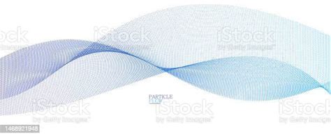 파란 공기 입자 흐름 벡터 디자인 흐르는 점 배열의 물결과 추상적 인 배경 디지털 미래 일러스트 나노 기술 테마 3차원 형태에