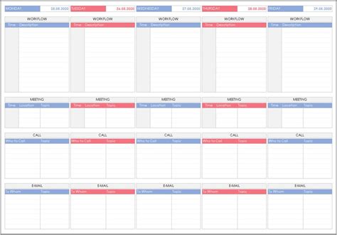 Excel Sjabloon Voor Wekelijkse Werkvoorbereider Wekelijkse Etsy Nederland