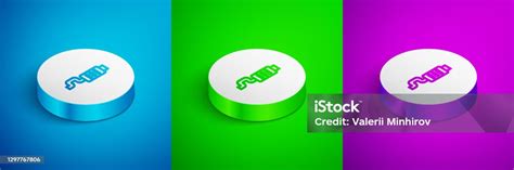 파란색 녹색 및 보라색 배경에 격리 된 등색 라인 자동차 머플러 아이콘 배기 파이프 흰색 원 버튼입니다 벡터 3차원 형태에 대한 스톡 벡터 아트 및 기타 이미지 Istock