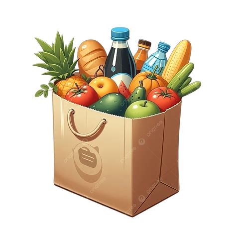당근빵 우유팩 등 신선한 재료가 가득 담긴 장바구니 식료품 가방 식료 잡화류 음식 Png 일러스트 및 이미지 에 대한 무료 다운로드 Pngtree