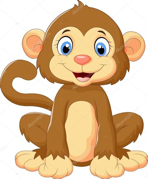 Cute Cartoon Monkey Sitting Illustration