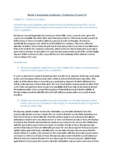 Week 9 Workshop Problems Problems 13 And 14 Week 9 Workshop