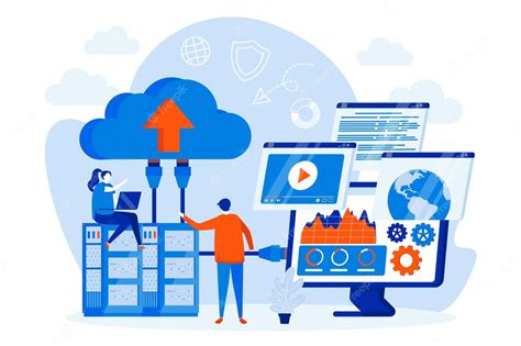 Premium Vector Hosting Provider Web Design Concept With People Characters Illustration