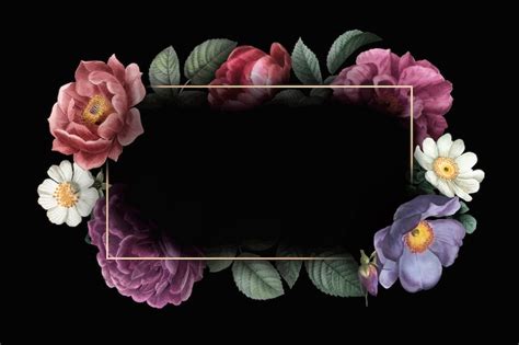 Dark Background With Flower Border Free And Customizable Pink Floral