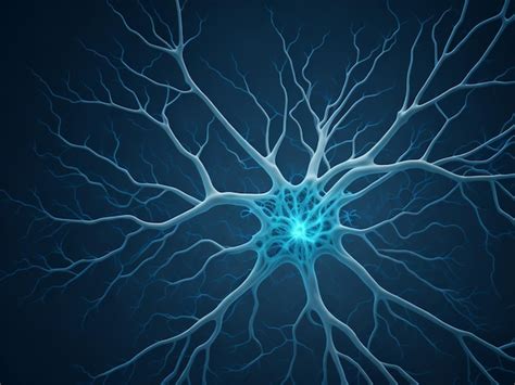 Illustration Of A Neuron Cell With Neurons And Nervous System On A Blue Background Premium Ai
