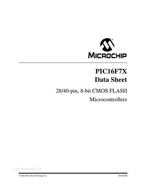 PIC16F73 PIC16LF7x 28 40 Pin 8 Bit CMOS FLASH Microcontrollers Microchip