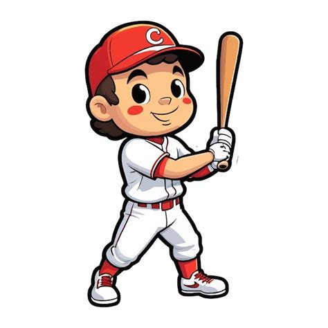 Pegatina De Dibujos Animados De Un Jugador De Béisbol Con Un Bate De