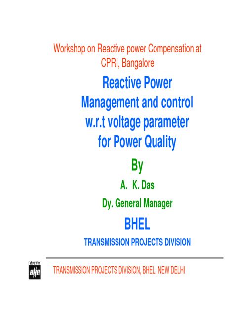 Reactive Power Compensation In Power Transmission And Distribution System Pdf Electric Power
