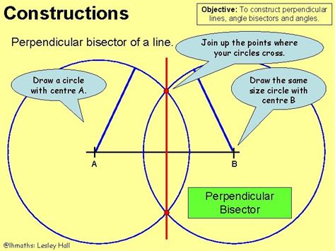 Constructions Perpendicular Bisector Of A Line Objective To