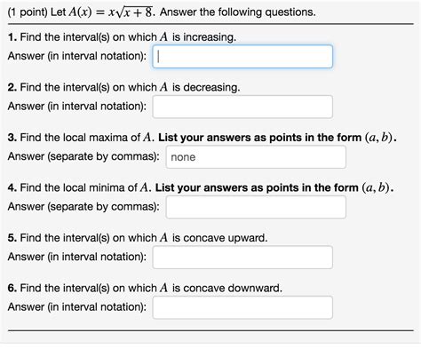 Solved Find The Interval S On Which A Is Increasing Chegg Com