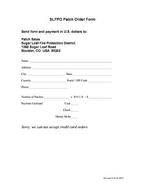 Fillable Online SLFPD Patch Order Form Fax Email Print PdfFiller