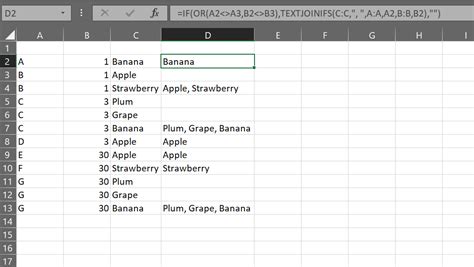Excel Create A Comma Separated String In Cell Based On Unique Values