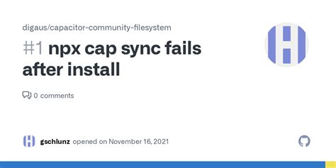 Npx Cap Sync Fails After Install Issue 1 Digaus Capacitor Community Filesystem GitHub