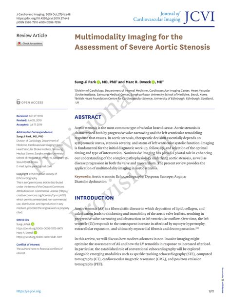 Pdf Multimodality Imaging For The Assessment Of Severe Aortic Stenosis