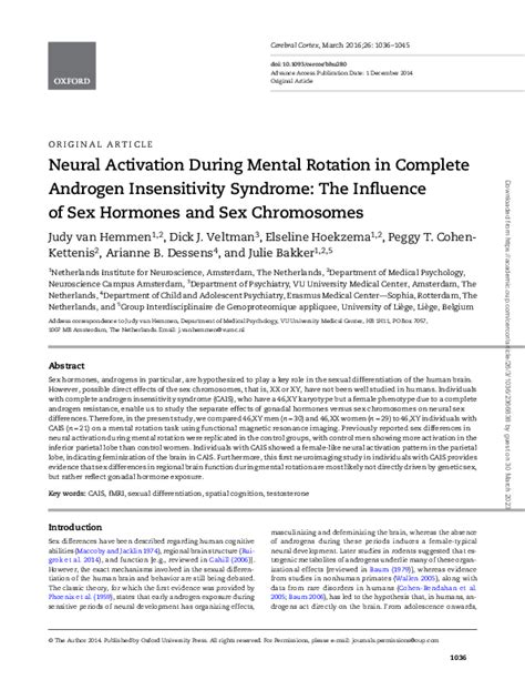 Pdf Neural Activation During Mental Rotation In Complete Androgen Insensitivity Syndrome The